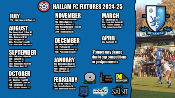 2024/25 Fixtures Are Out – Hallam FC